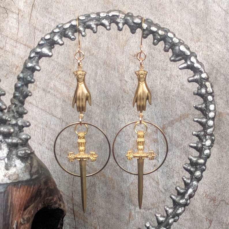 Spooky Sword Earrings Silver Gold Goth Jewelry - Etsy