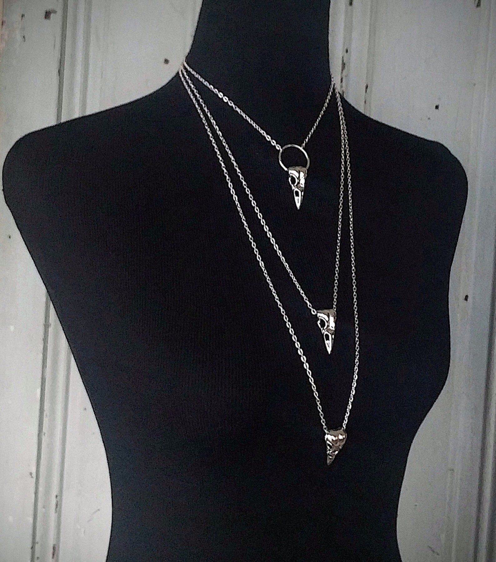 Morgana Necklace Choker Bird Skull Lariat Pendant - Etsy
