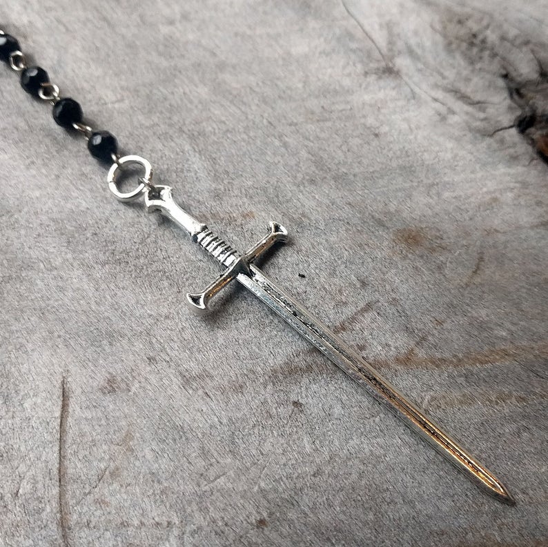 Sword Rosary Bone Necklace Goth Gothic Witchy | Etsy