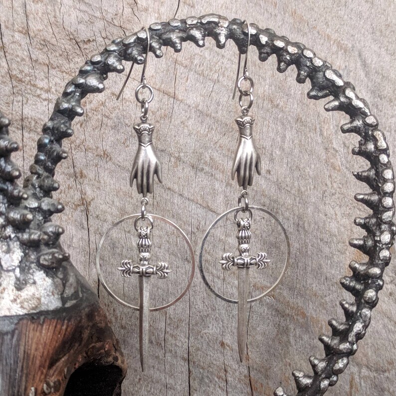 Spooky Sword Earrings Silver Gold Goth Jewelry - Etsy