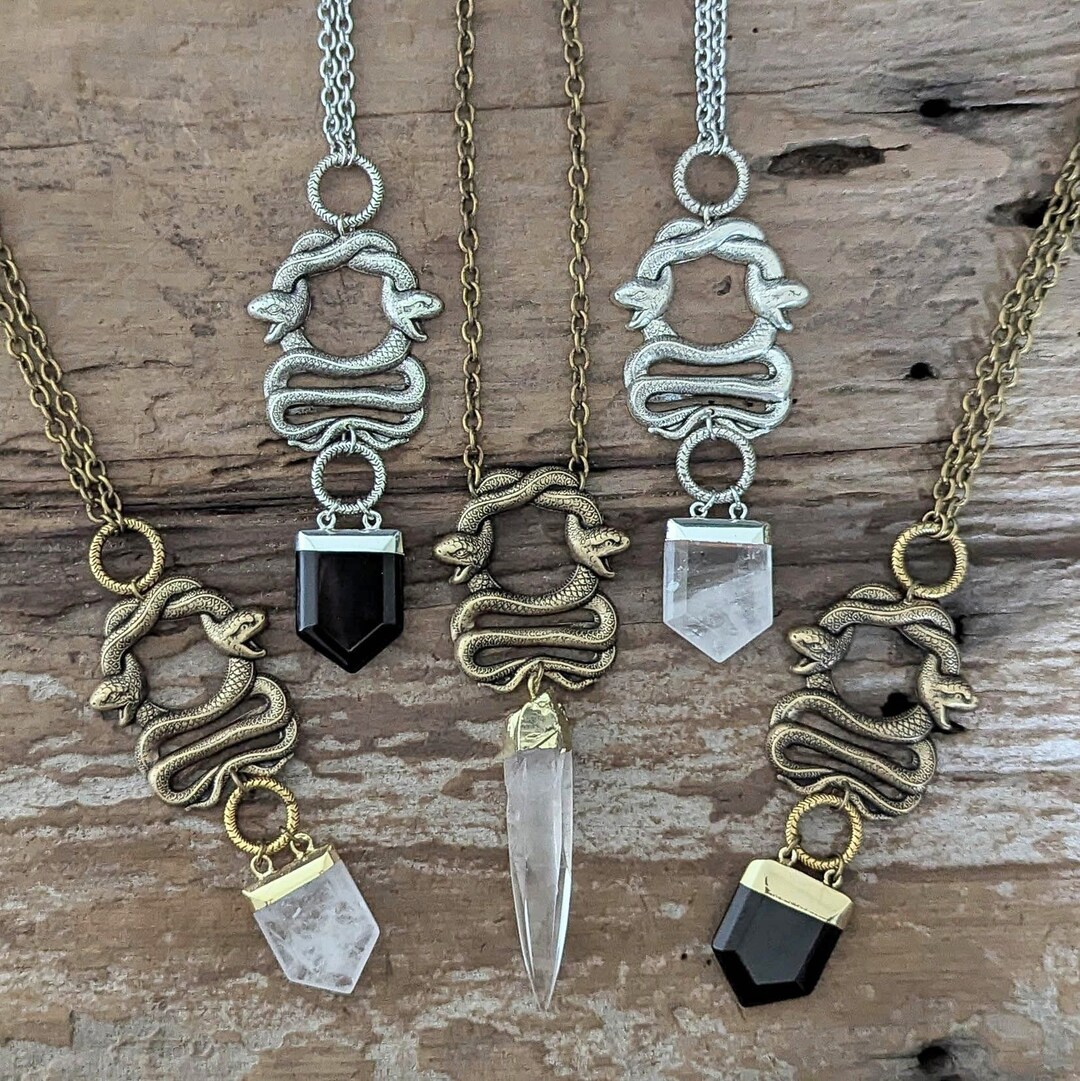 Serpent Necklace Crystal Limited Edition Black Onyx Unique Gift Gothic ...