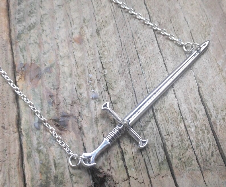 Ensis Necklace Sword Silver Statement Goth Black - Etsy
