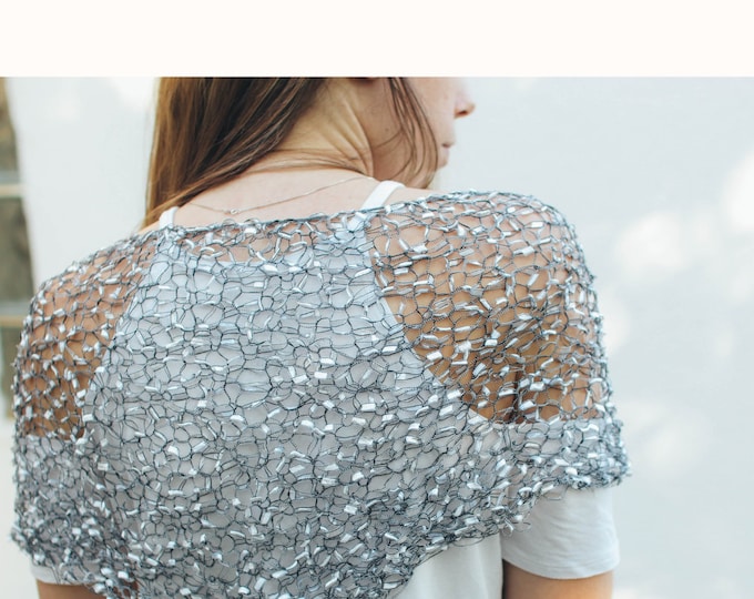 Silver Shawl, Silver Scarf, Silver Wrap, Organza Shawl, Silver Organza ...