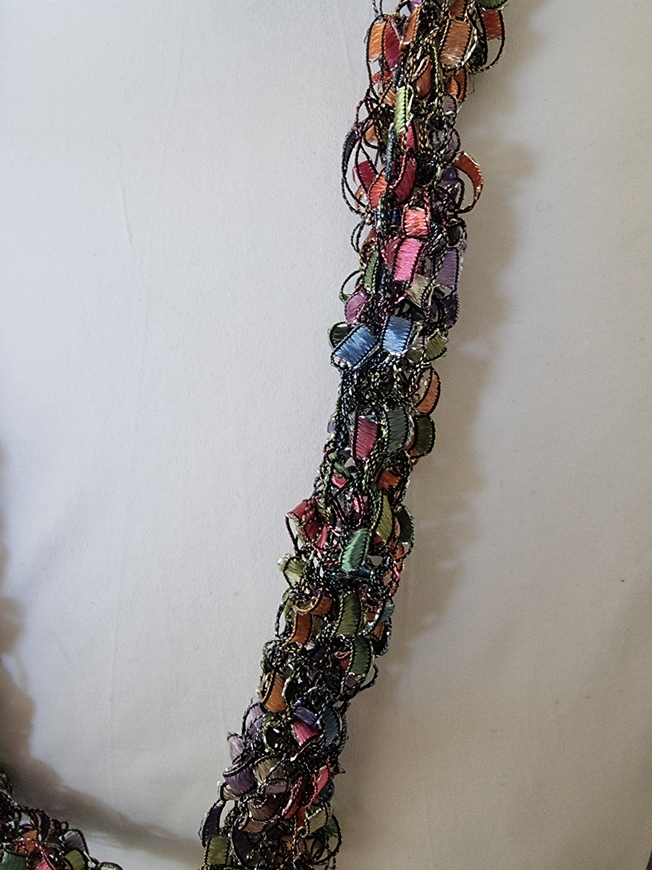 Hand Knitted Multi Color Fiber Necklace: Lightweight Crochet Scarf - Etsy
