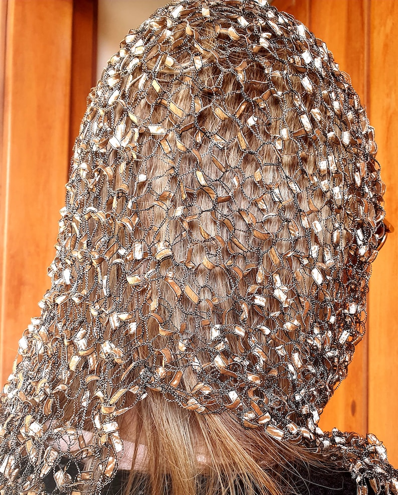 Golden Shades Hand Knitted Head Cover Head Scarf for Women, Hair Wrap ...