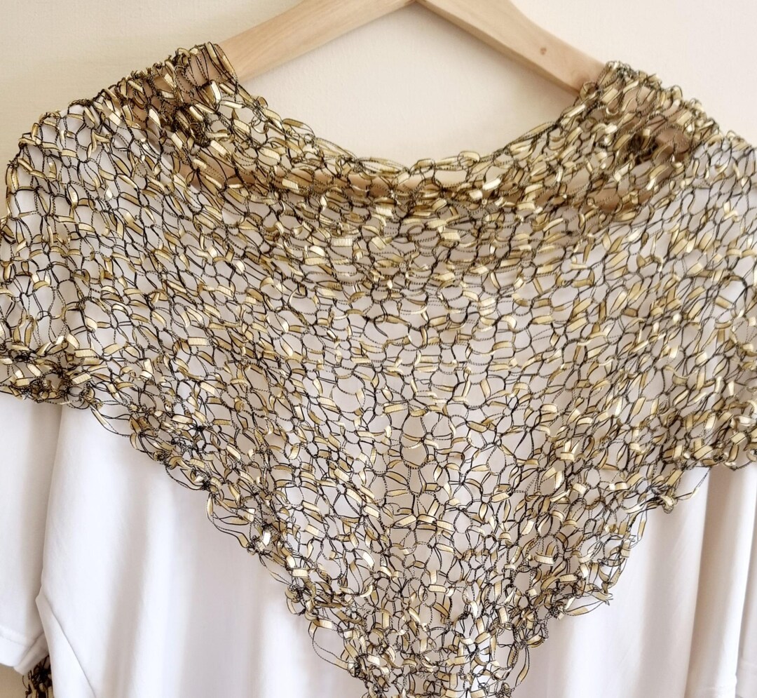 Delicate Golden Shawl, Gold Chapel Shawl, Elegant Evening Shawl Wrap - Etsy