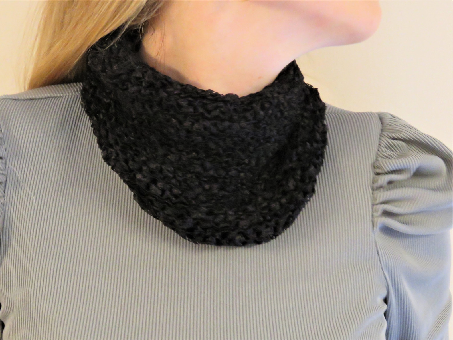 Black Wide Cowl, Black Neck Piece, Chunky Statement Necklace, Black ...