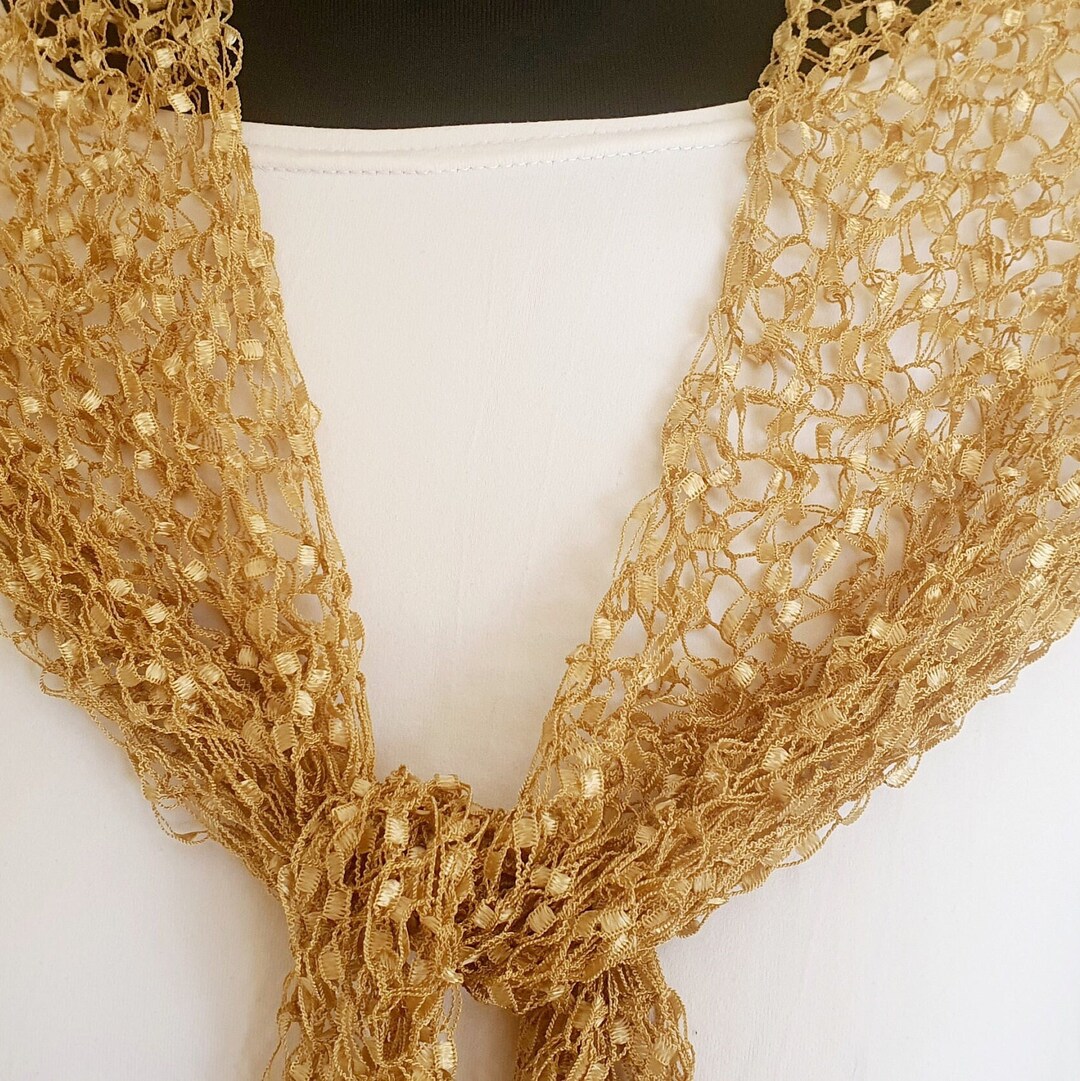 Thin Delicate Golden Wedding Shawl, Gold Chapel Shawl, Elegant Evening ...