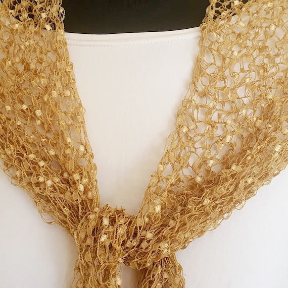 Thin Delicate Golden Wedding Shawl Gold Chapel Shawl Elegant - Etsy