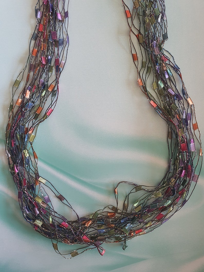 Colorful Multi Strand Hand Made Fiber Necklace - Etsy
