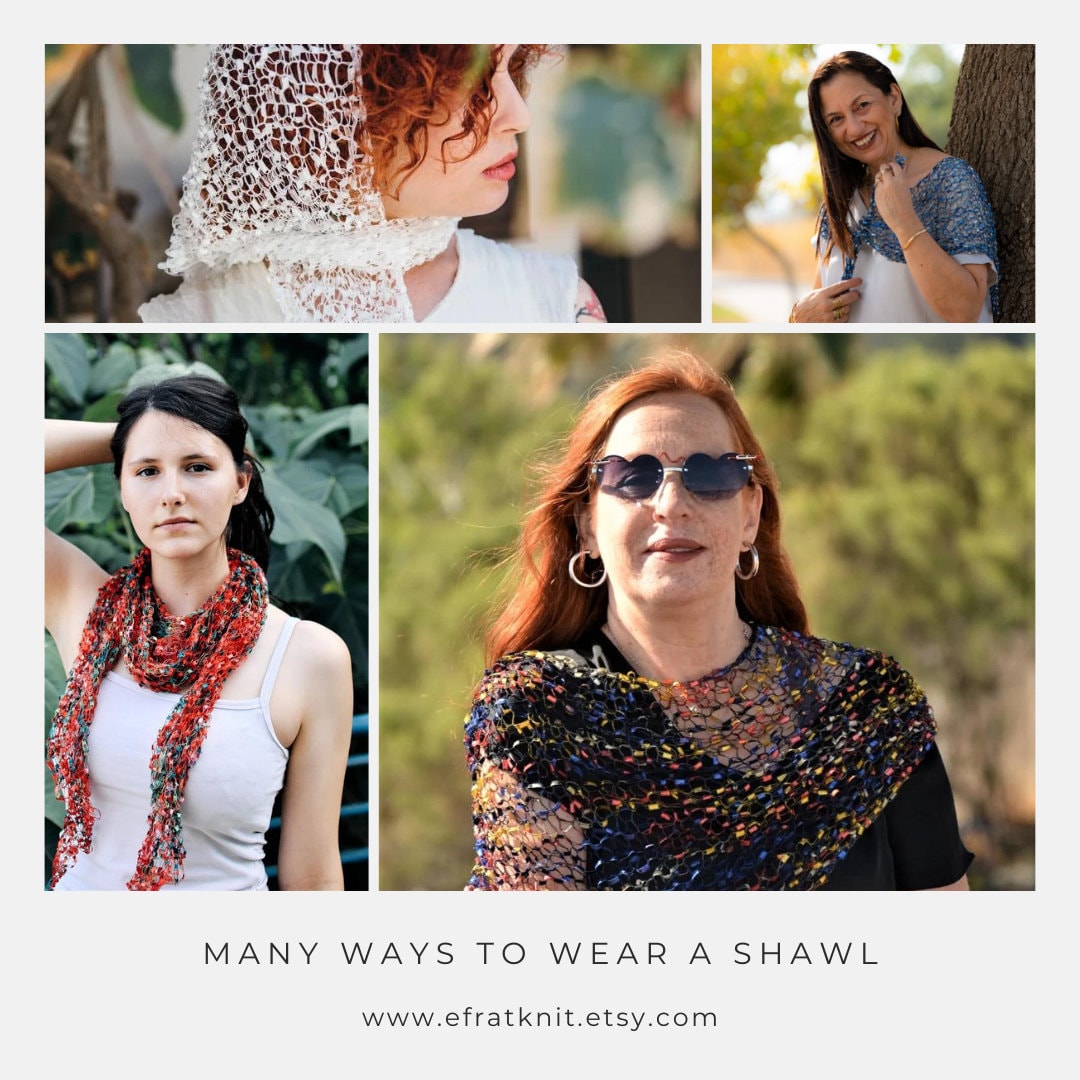 Light Purple Hand Knitted Head Cover, Jewish Head Cover, Prayer Wrap ...