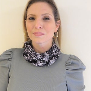 Black and Gray Wide Cowl, Gray Neck Piece, Chunky Statement Fiber ...