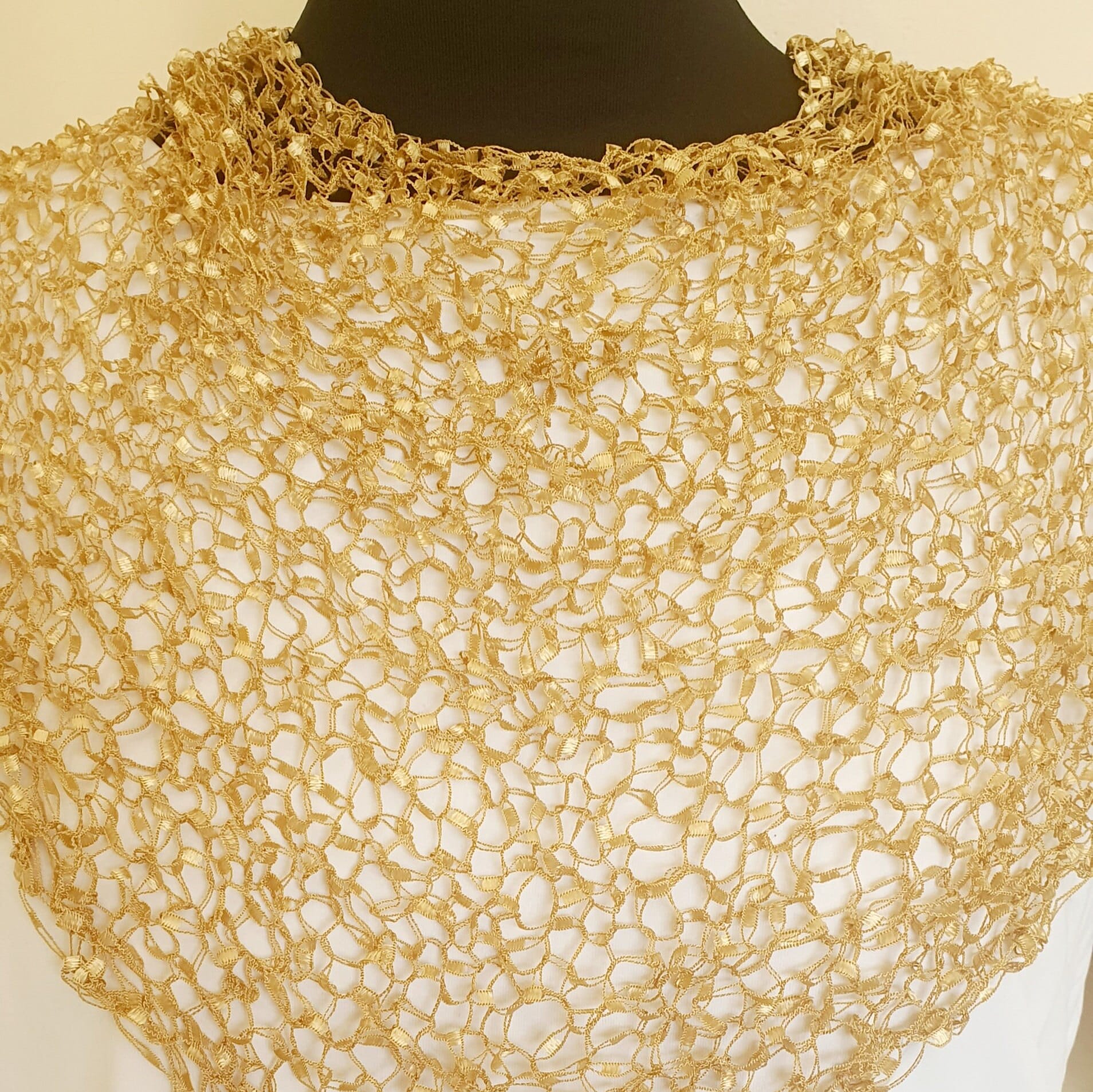 Thin Delicate Golden Wedding Shawl, Gold Chapel Shawl, Elegant Evening ...