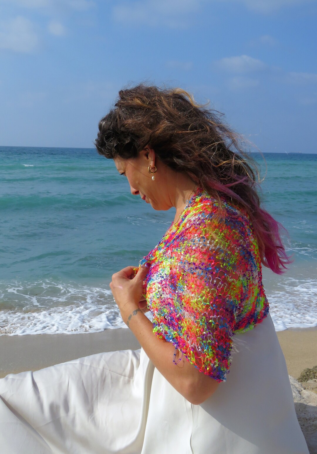 Colorful Hand Knitted Loose Shrug for Women, Gift for Her - Etsy