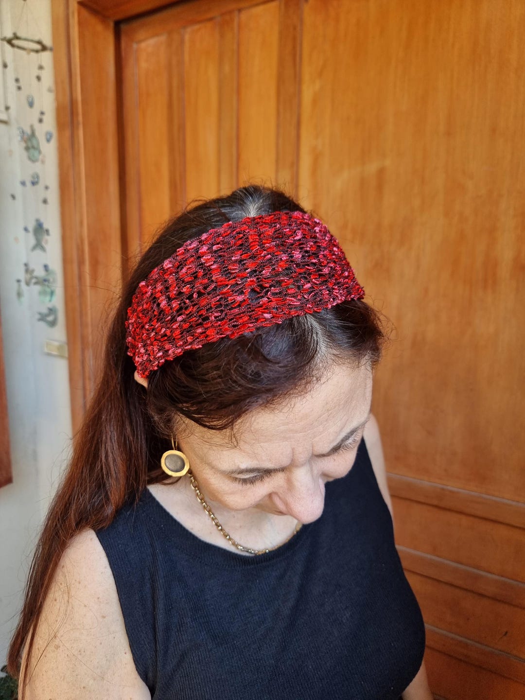 Red Hand Knitted Hair Band, Red Wide Soft Head Band - Etsy