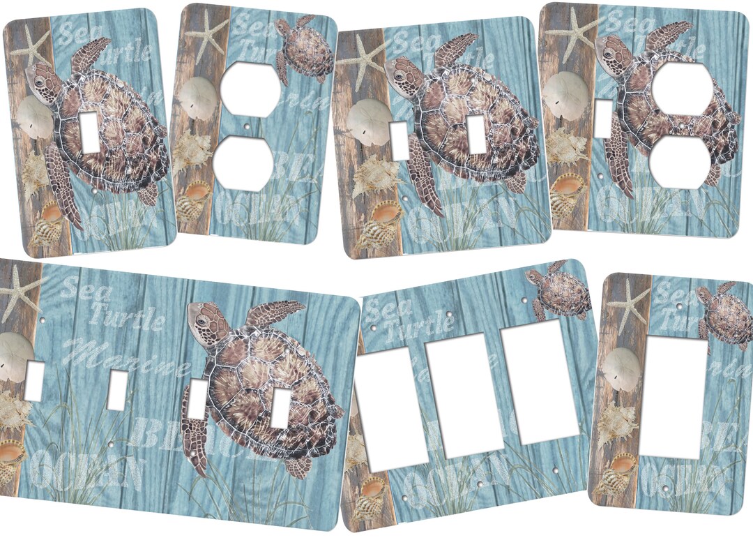 Turtle Switch Plate Cover Features a Sea Turtle Image With a Variety of ...