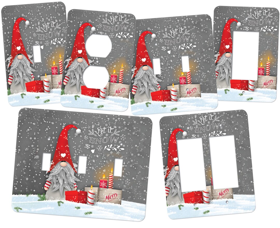 Christmas Gnome Switchplates, Christmas, Winter, Seasonal, Holiday ...