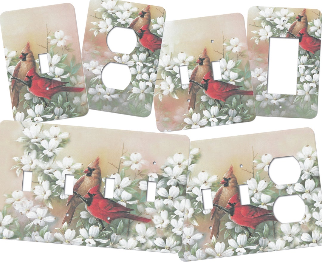 This Light Switch Plate Features a Male and Female Cardinal in a ...