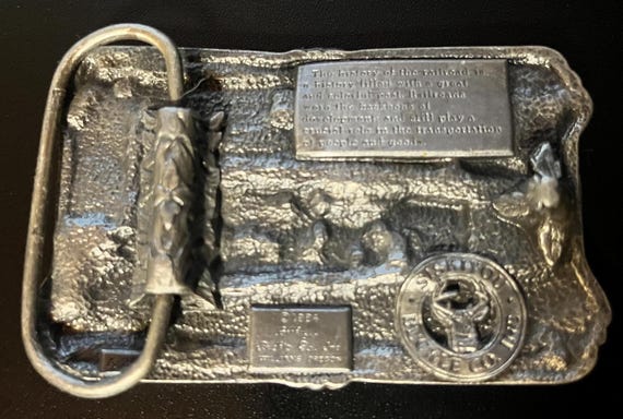 1984 Siskiyou Railroad Train Scene Belt Buckle - Gem