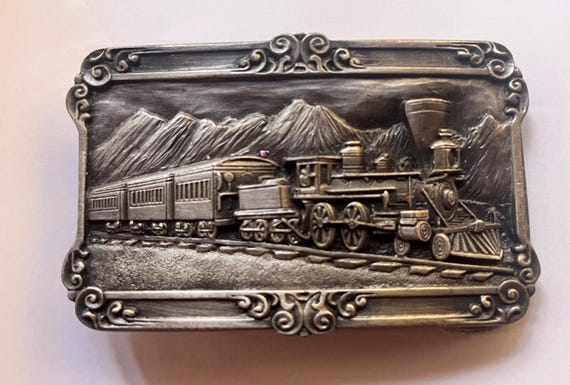 1984 Siskiyou Railroad Train Scene Belt Buckle - Gem