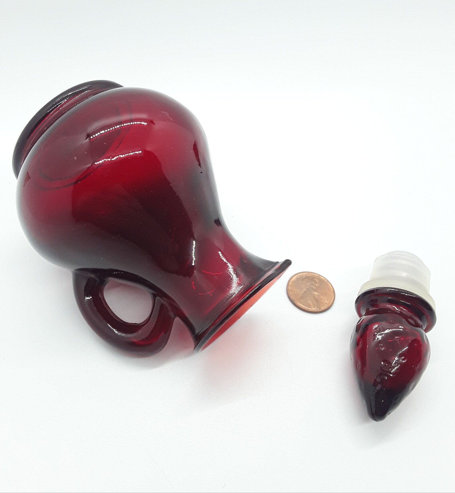 Vintage AVON Red Glass Strawberry Top Decanter - Etsy