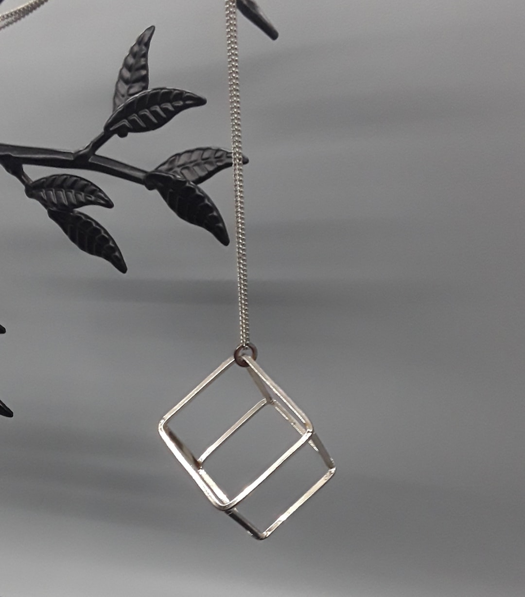 Vintage 3D Cube Frame Pendant on Chain Necklace - Etsy