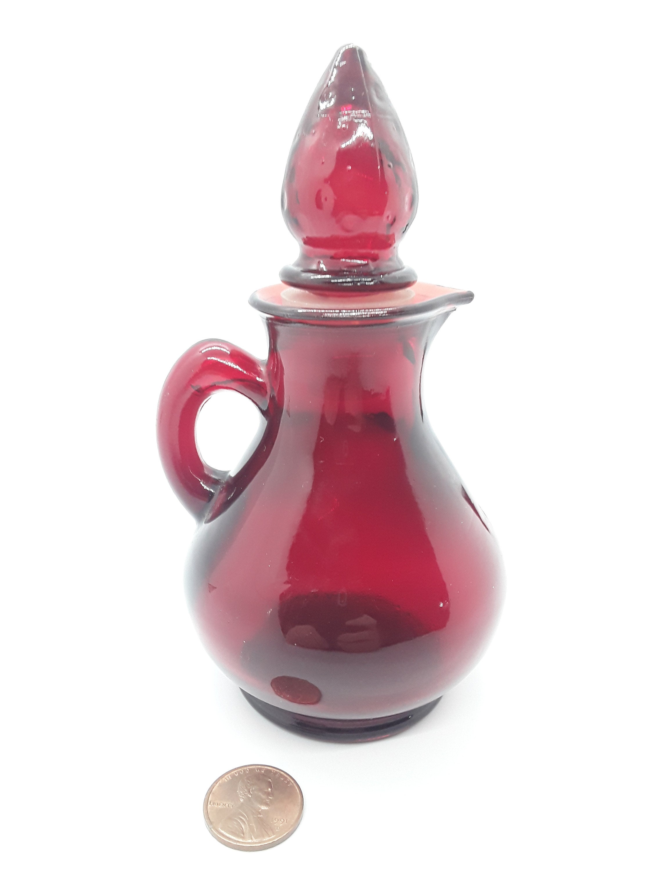 Vintage AVON Red Glass Strawberry Top Decanter - Etsy