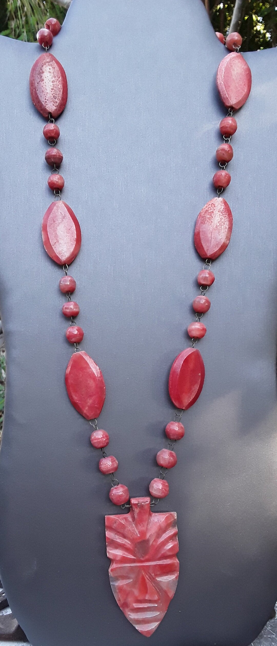 Vintage Aztec Style Beaded Necklace Agate - Etsy