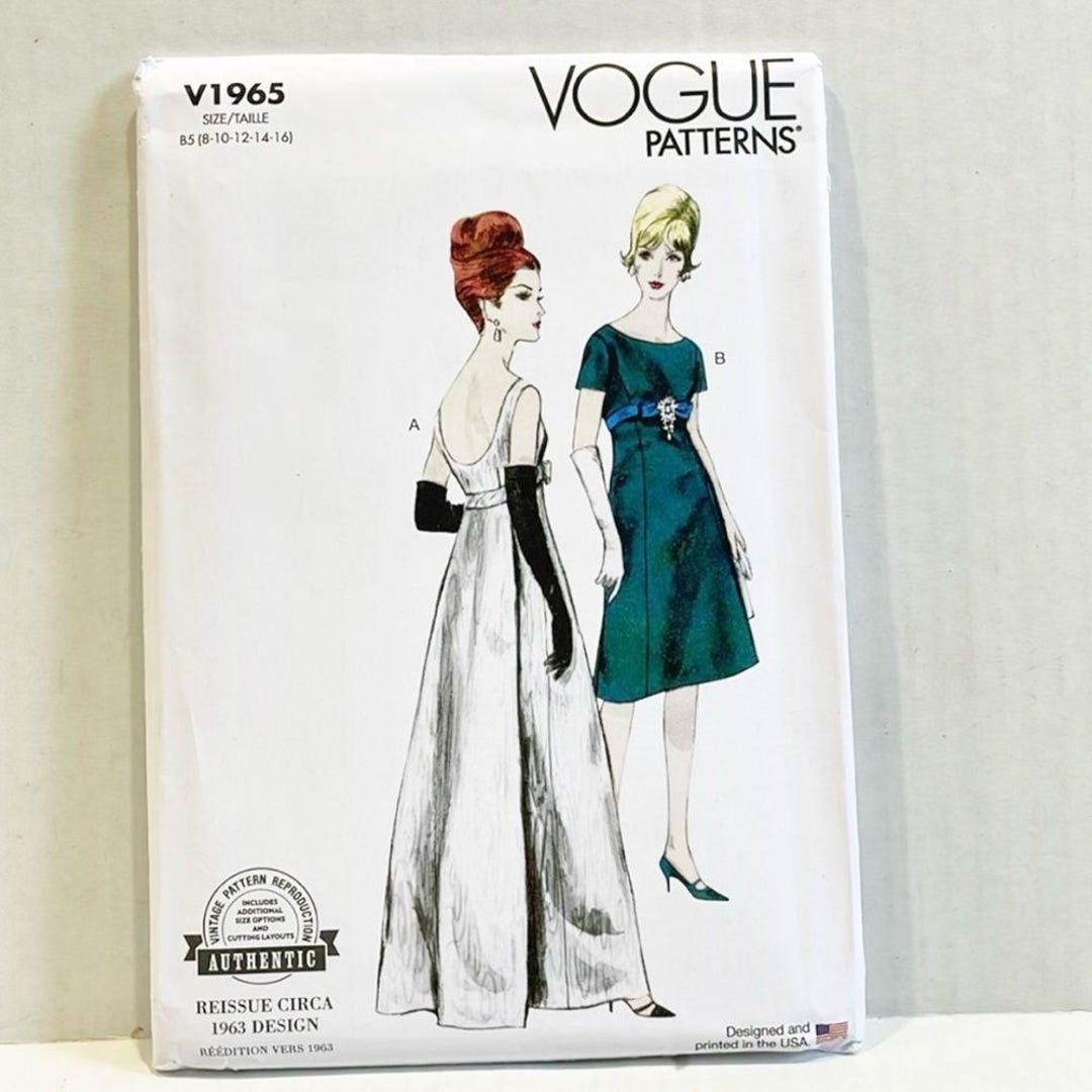 NEW Vogue Sewing Pattern V1965 Reissue Circa 1963 Evening Dress Sz 8-16 ...
