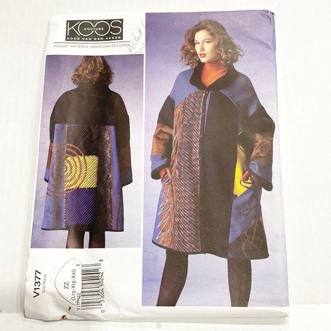 Vogue Sewing Pattern Koos Van Den Akker Jacket Art to Wear V1377 UNCUT ...