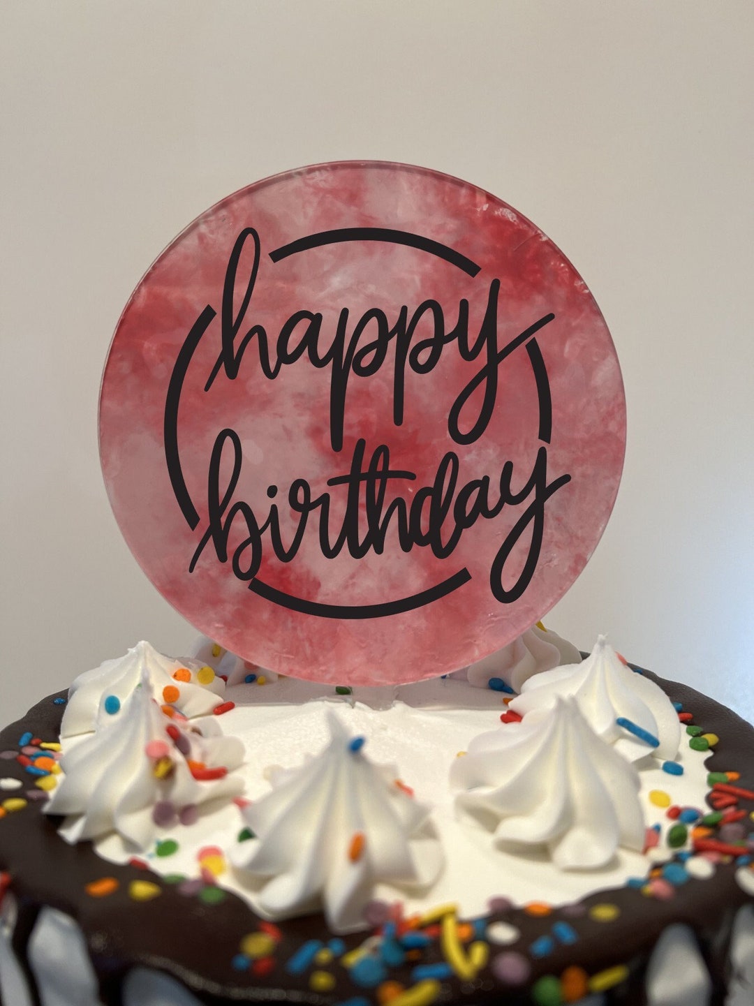 Happy Birthday Cake Toppers Marble Cake Toppers Acrylic Cake - Etsy