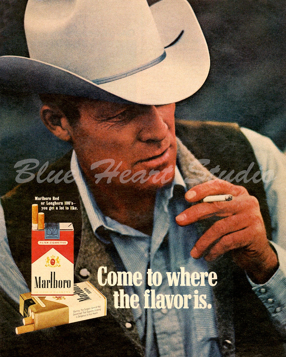 Vintage Marlboro Cowboy Cigarette ad Advertising Digital | Etsy