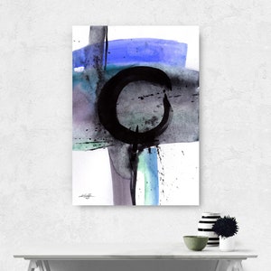 Large Enso Zen Circle Abstract art Minimalist Watercolor | Etsy
