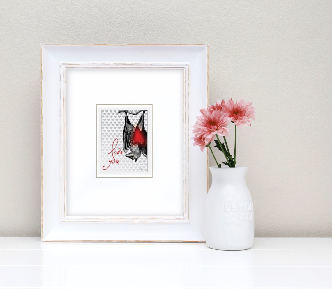Bat Love Heart Art INSTANT DOWNLOAD/ Printable Art - Etsy