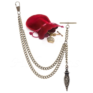 Bronze Albert Pocket Watch Fob Chain With Pendant - Etsy