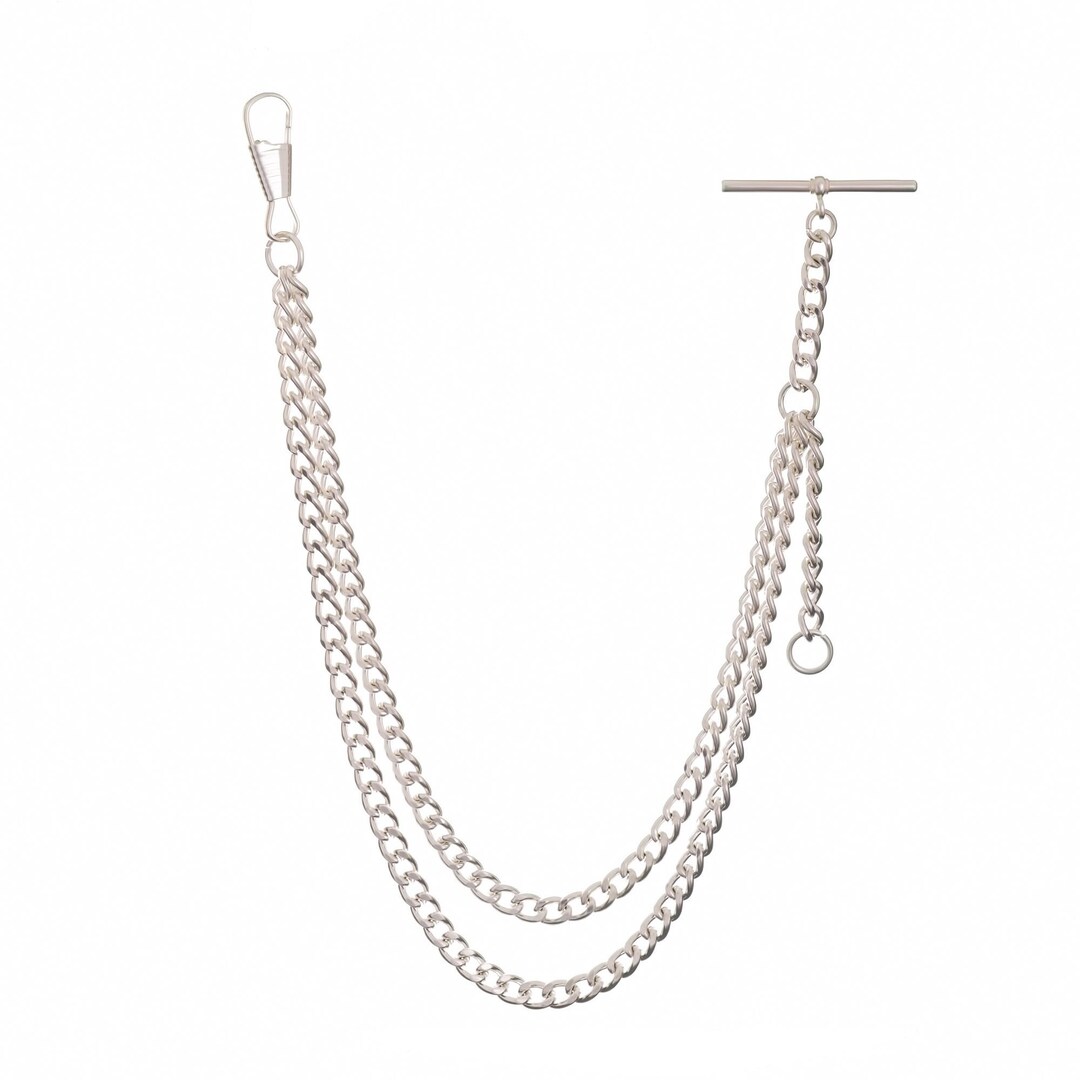 New Sterling Silver Color Single Albert Pocket Watch Chain - Etsy