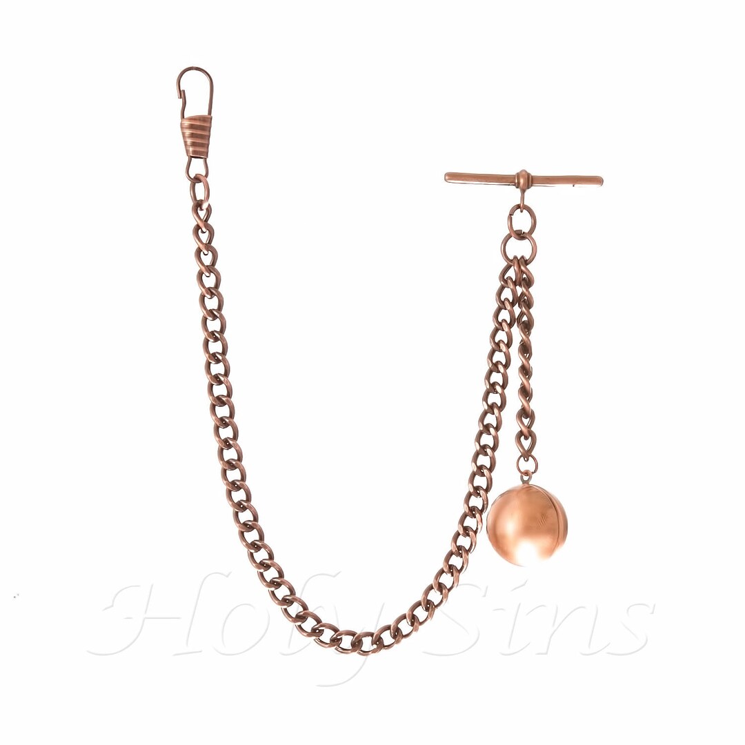 Single Albert Copper Colour Pocket Watch Fob Chain With Locket - Etsy
