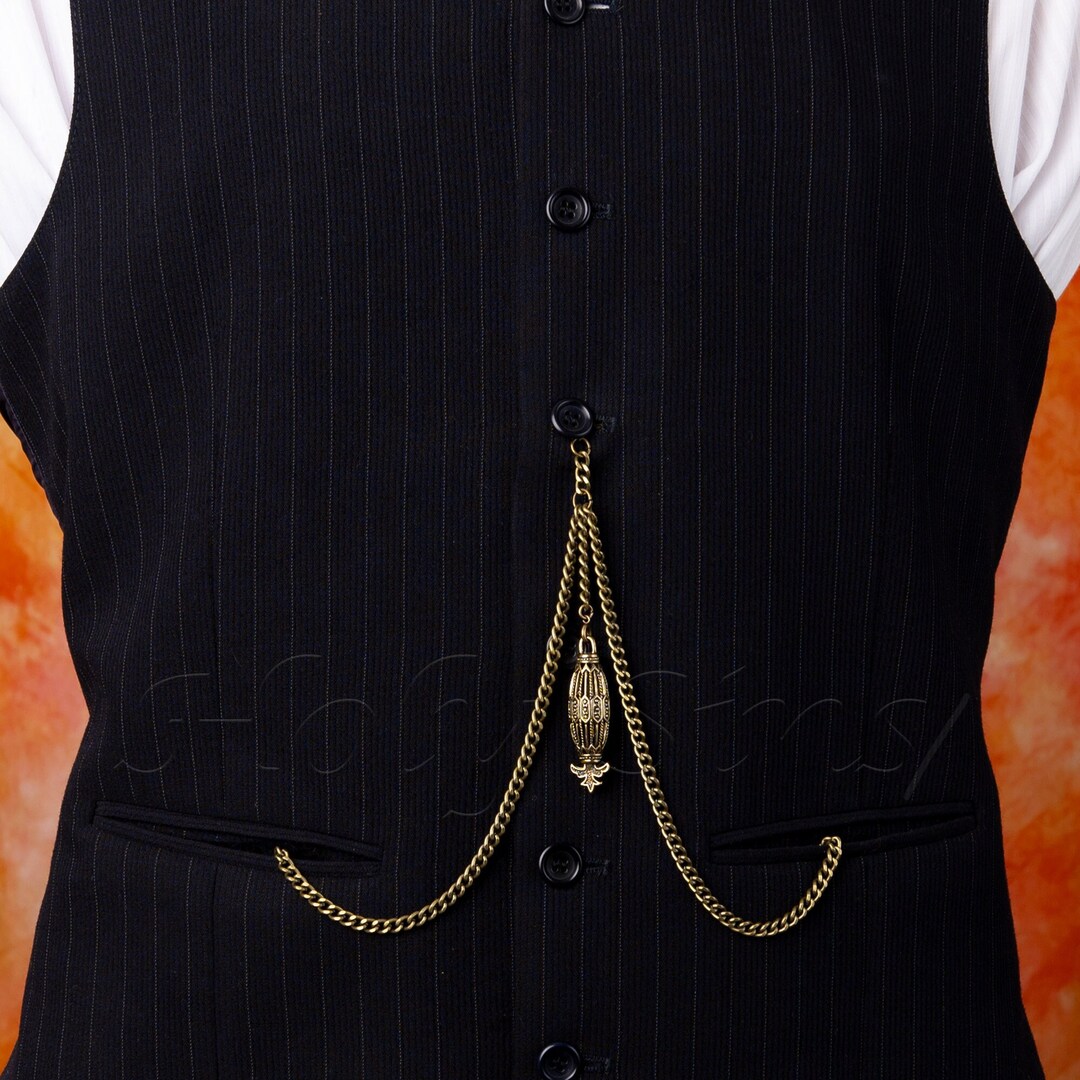 New Bronze Colour Double Albert Pocket Watch Fob Chain With Pendant - Etsy