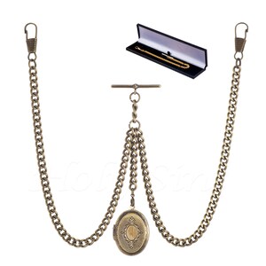 Handmade in the UK Bronze Colour Double Albert Pocket Watch Fob Chain ...