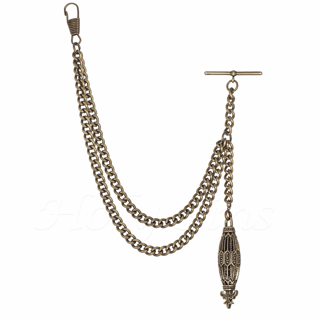 Handmade in the UK Bronze Albert Pocket Watch Fob Chain With Pendant - Etsy