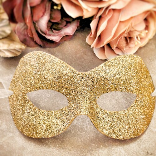 Gold Lace Masquerade Mask Lace Covered Venetian Style Prom - Etsy