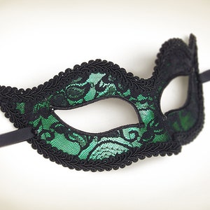 Metallic Green and Black Lace Masquerade Mask - Green Venetian Mask ...
