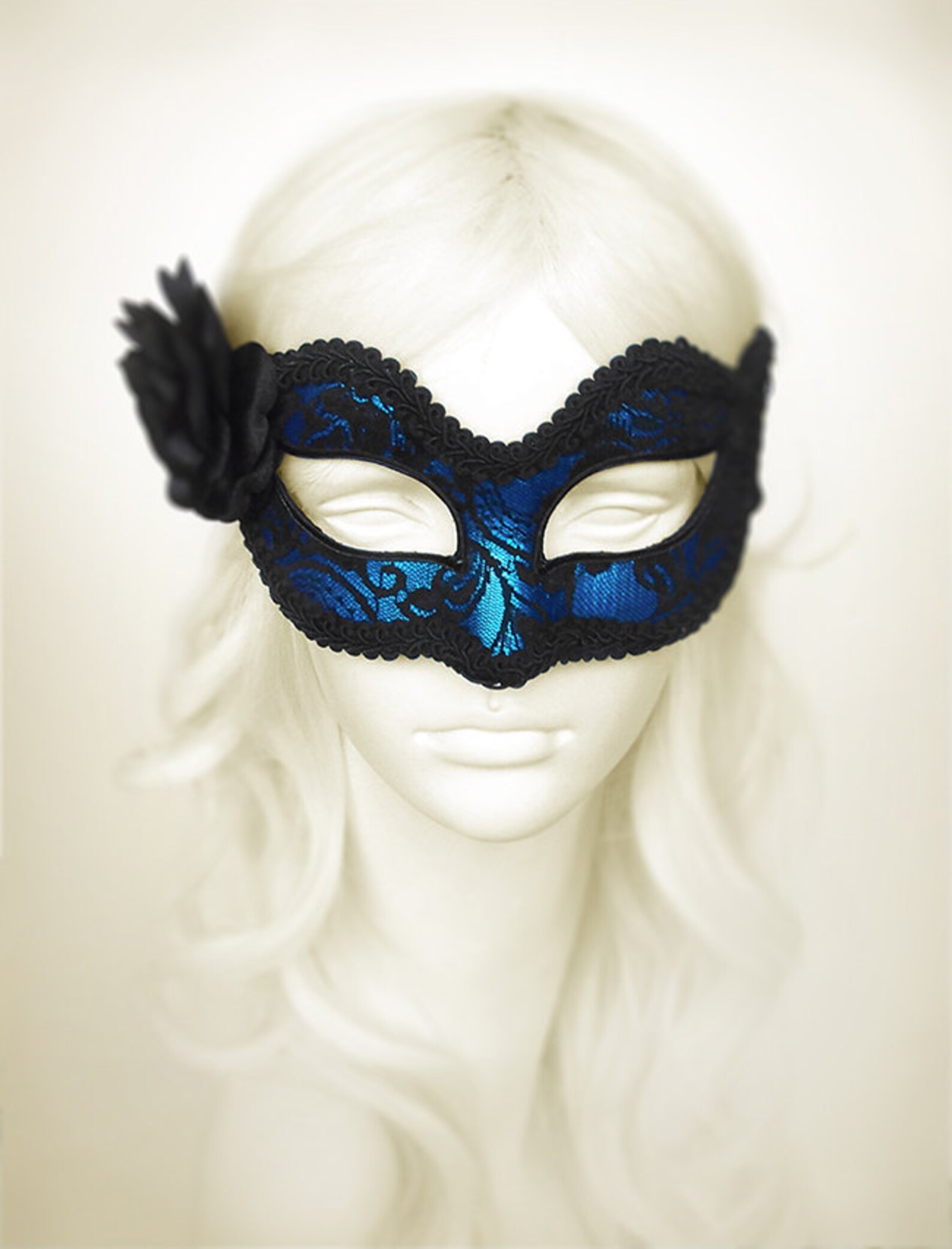 Blue and Black Lace Masquerade Mask Blue Venetian Mask With | Etsy