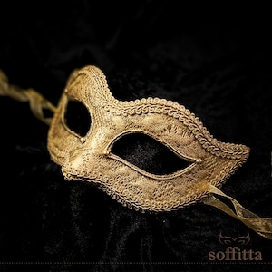 Gold Lace Covered Masquerade Mask - Venetian Style Gold Halloween Mask ...