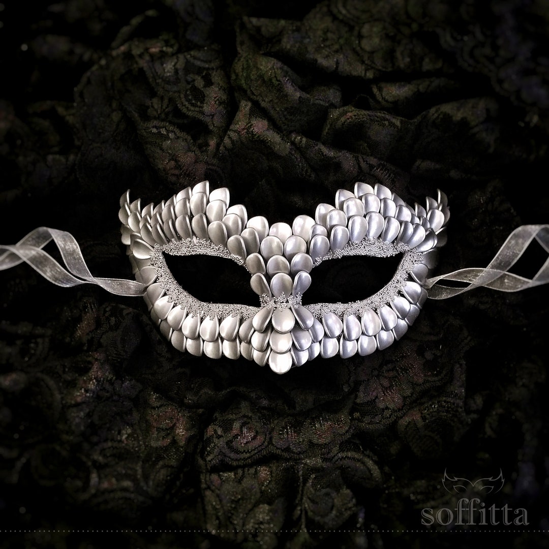 Silver Masquerade Mask With Dragon Scales Texture Metallic - Etsy