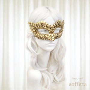 Gold Masquerade Mask With Dragon Scales - Metallic Gold Venetian Mask ...