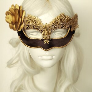 Black & Gold Lace Masquerade Mask Venetian Style Halloween Mask With ...