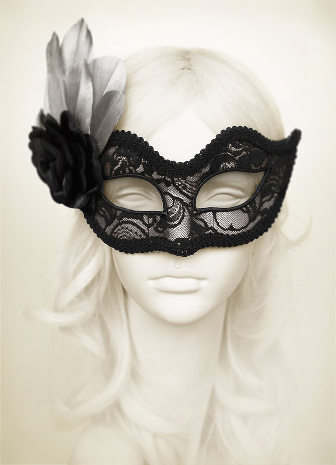 Silver and Black Lace Masquerade Mask - Silver Venetian Mask With Black ...