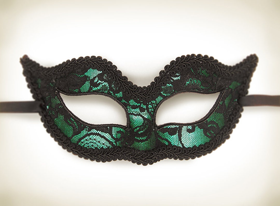 Metallic Green and Black Lace Masquerade Mask - Green Venetian Mask ...