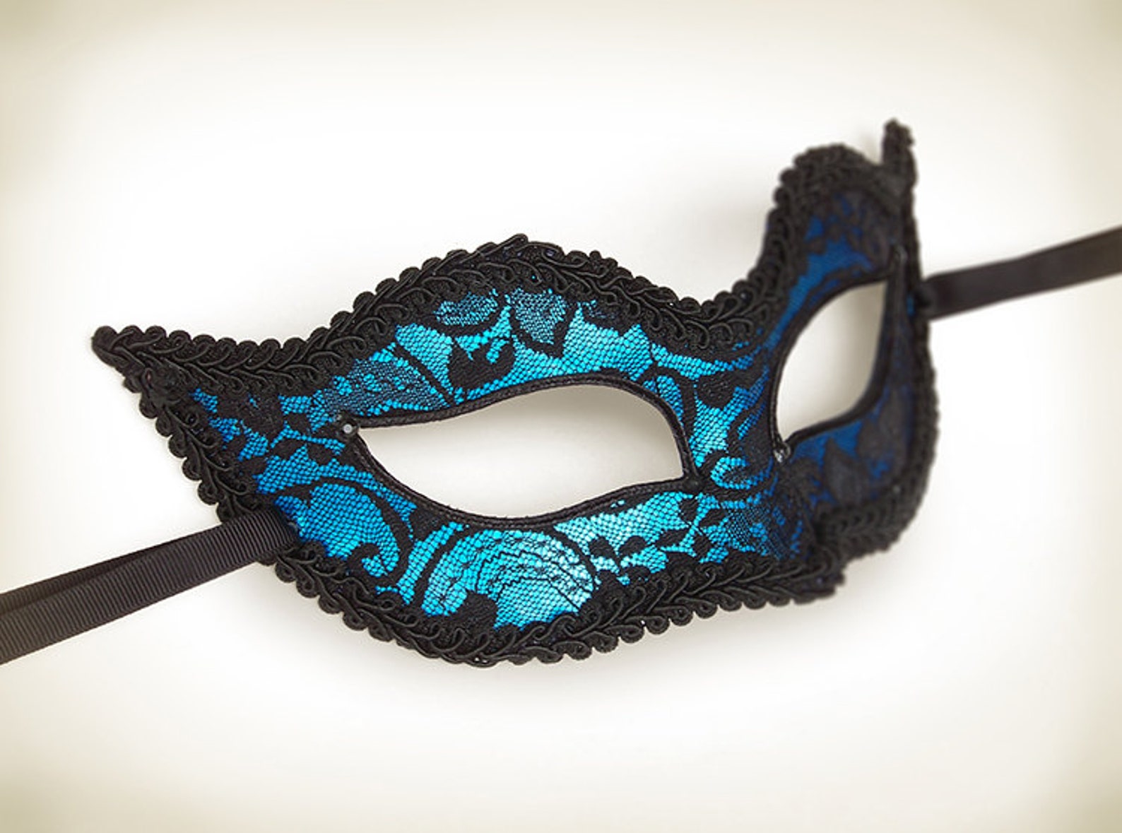 Metallic Blue and Black Lace Masquerade Mask Blue Venetian - Etsy